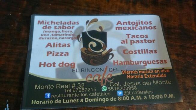 Menu at Restorante Los Cafetales, Mexico City