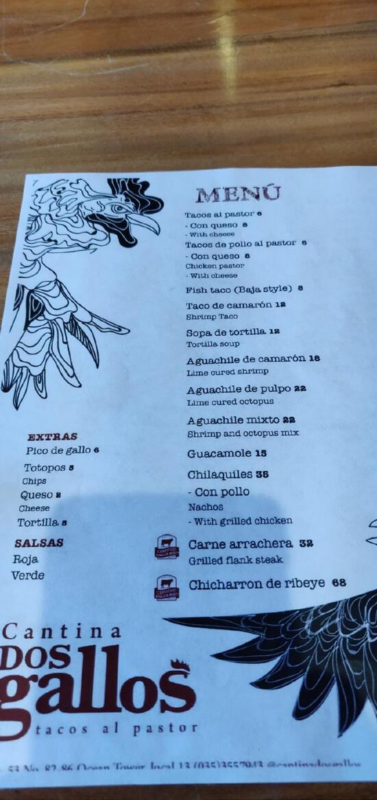 Carta del restaurante Cantina Dos Gallos, Barranquilla