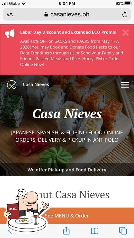 Menu at Casa Nieves Robinsons Place Antipolo restaurant, Antipolo