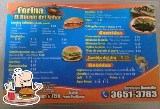 Menu at El Rincón del Sabor restaurant, Guadalajara, Av. Belisario ...