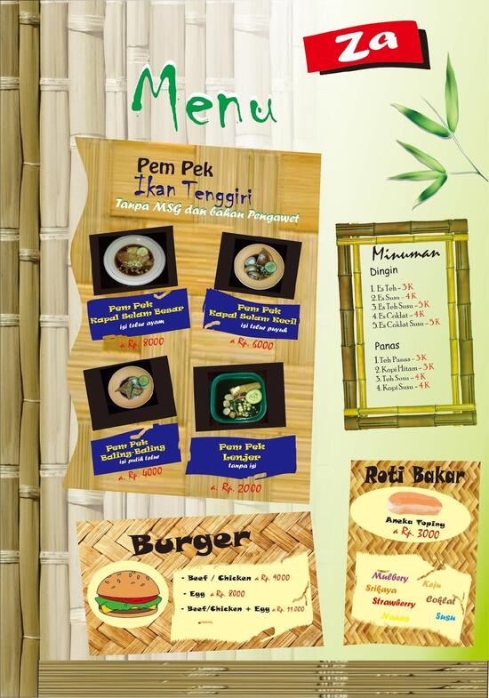Menu at Za # Pempek, Roti Bakar dan Burger, Pal IX