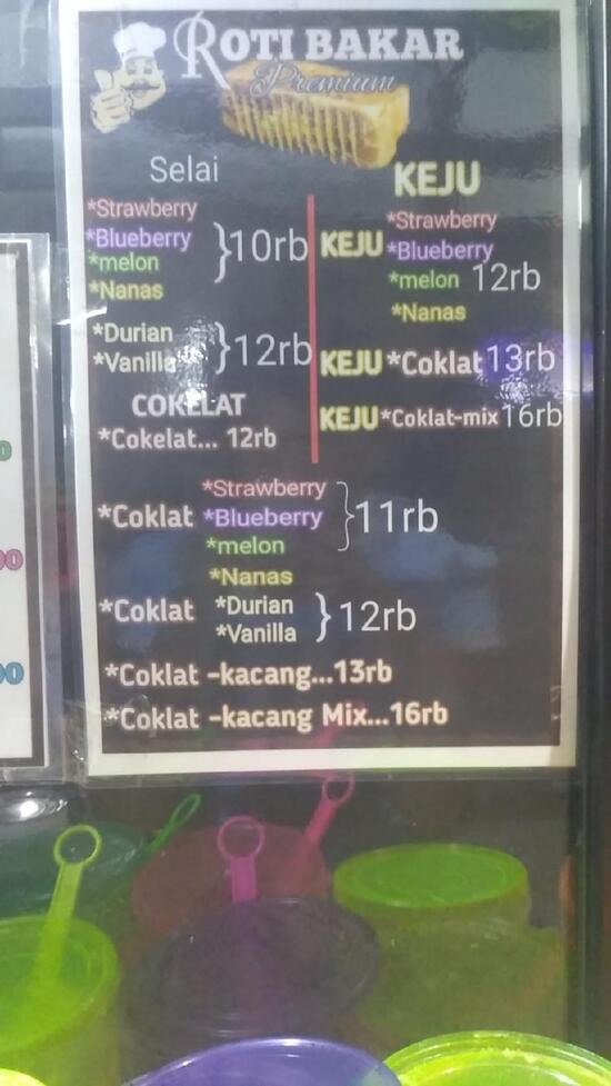 Menu at Roti bakar premium cafe, Borobudur