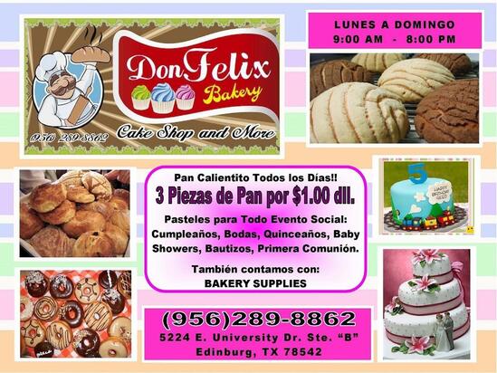 Menu at Don Felix Bakery, Edinburg, S Alamo Rd