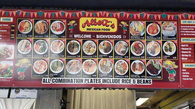 Menu at Albert's Mexican Food restaurant, Bellflower