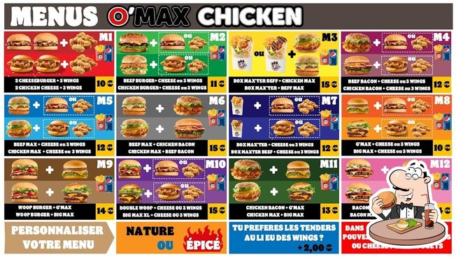 Menu at O'MAX CHICKEN restaurant, Marseille