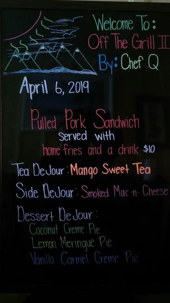 Menu at Off The Grill by Chef Q BBQ, Chattanooga, Hixson Pike