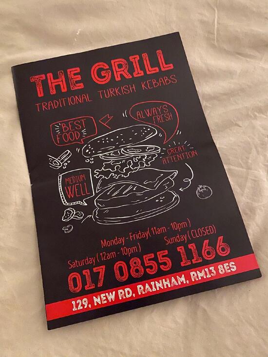 Menu at The Grill restaurant, Rainham, 129 New Rd