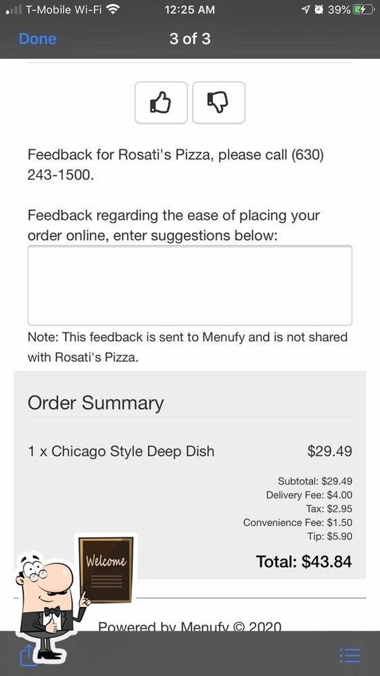 Menu at Rosati's Pizza pizzeria, Lemont, State St