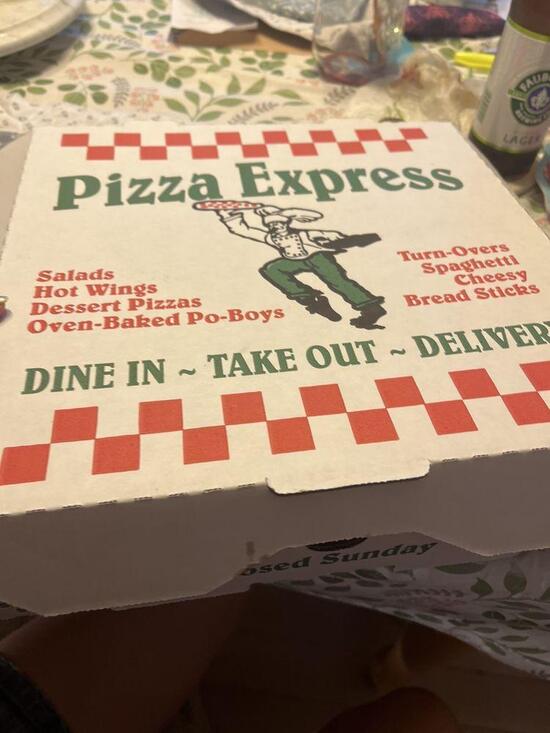 Menu at Pizza Express pizzeria, Chauvin