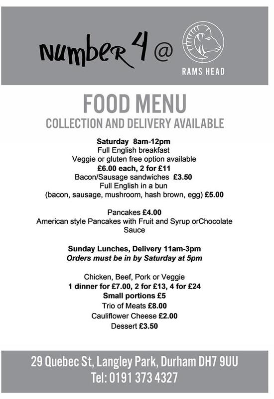 Menu at Rams Head pub & bar, Langley Park