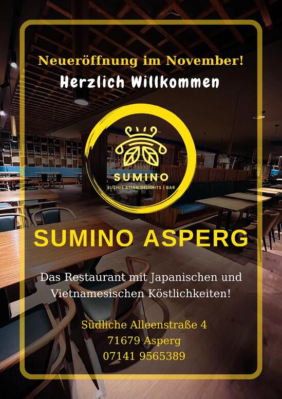 Speisekarte von Sumino Asperg restaurant, Asperg