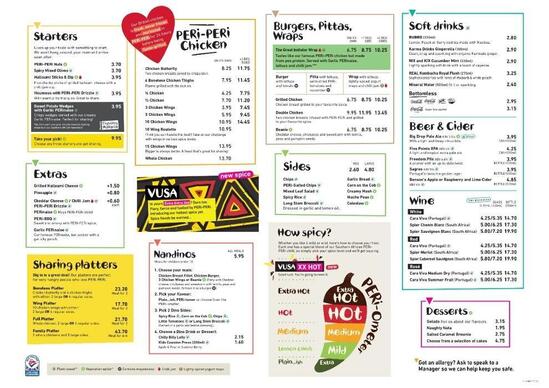Menu at Nando's Goodmayes Retail Park fast food, Romford, Unit 2B
