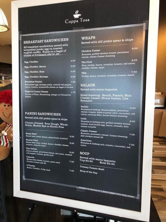 Menu at Cuppa Tosa cafe, Wauwatosa