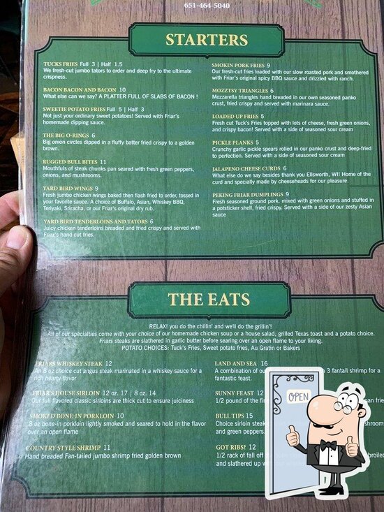 Menu at Friar's pub & bar, Forest Lake