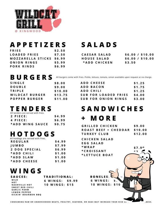 Menu at WILDCAT GRILL pub & bar, Tiger