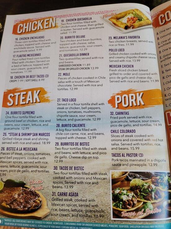 Menu at San Marcos Mexican Grill Pier Park Florida desserts, Panama ...
