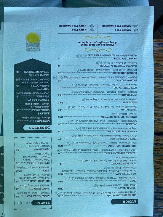 Menu at The Gintrap Restaurant & Bar, Napier