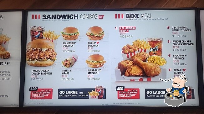 Menu at KFC 3 Rice Road Welland, ON fast food, Welland