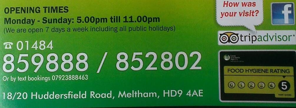 Meltham Balti, 18/20 Huddersfield Rd in Holmfirth - Restaurant menu and ...