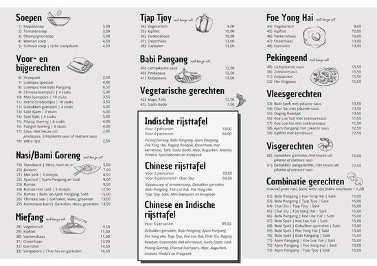 Menu at Happy Family, Veendam
