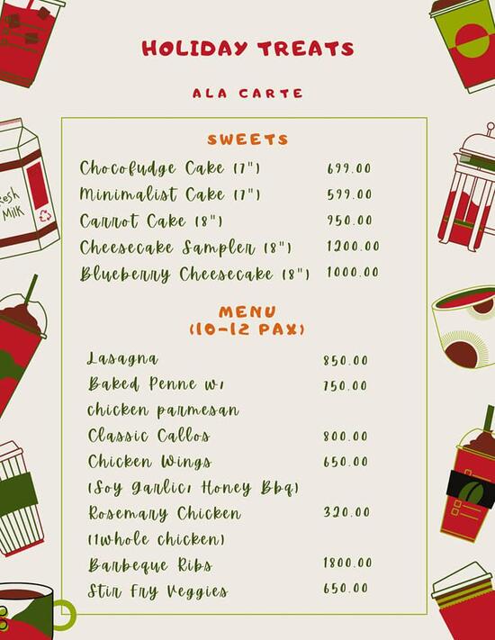 Menu at Cafe Tribu Tratoria Pasta Corner, Kalibo