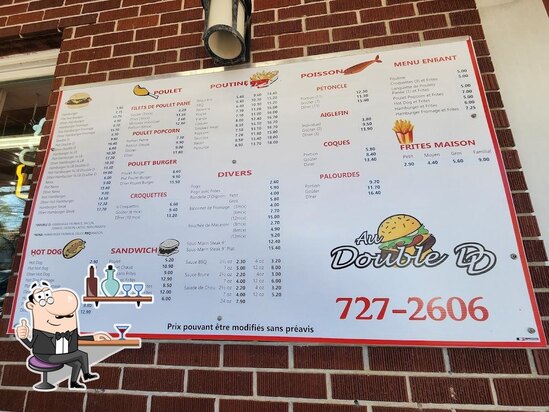 Double D, Caraquet - Restaurant menu, prices and reviews