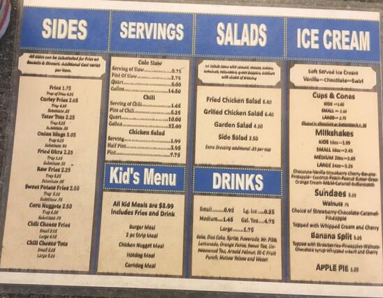 Menu at Zesto Drive-In fast food, Newberry