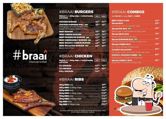 Menu at #braai restaurant, Centurion