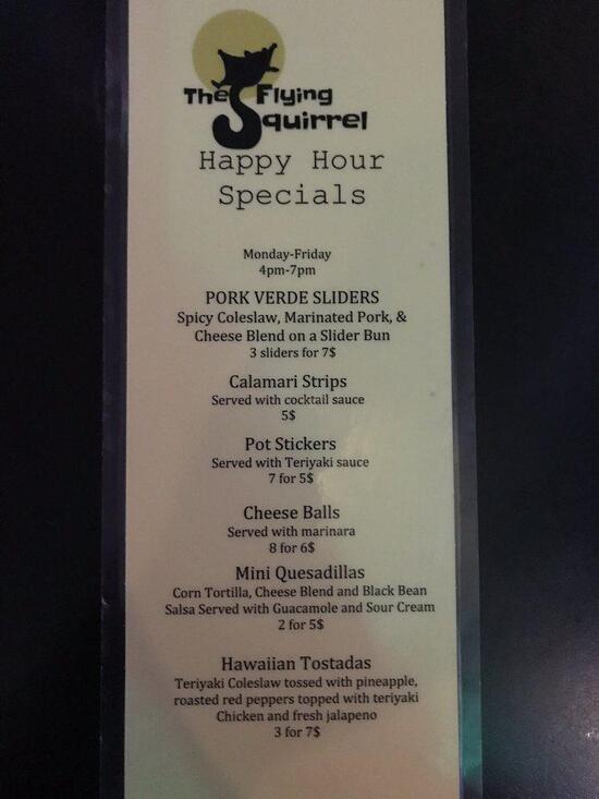 Menu at The Flying Squirrel Tavern pub & bar, Eugene