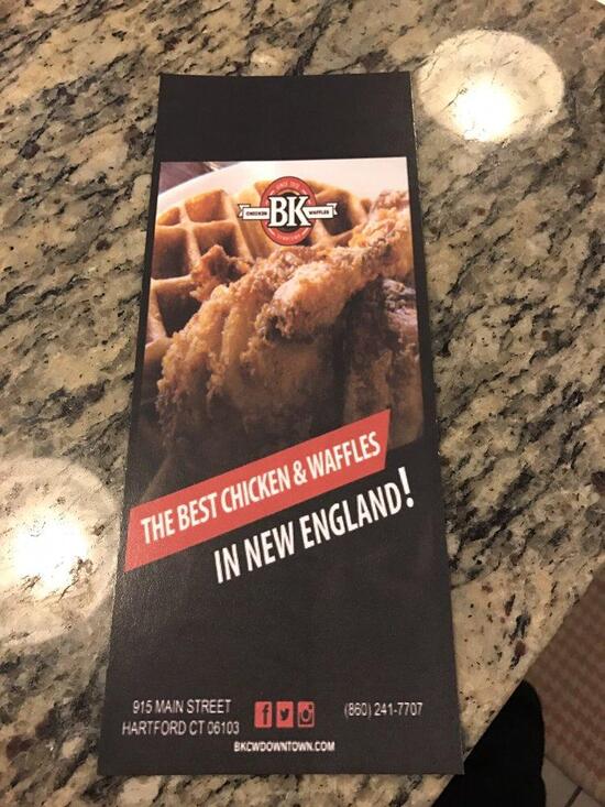 Menu at BK' Chicken And Waffles Downtown fast food, Hartford