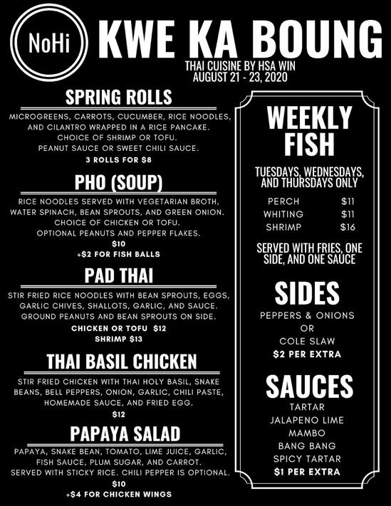 Menu at NoHi Restaurant and Cafe, Akron