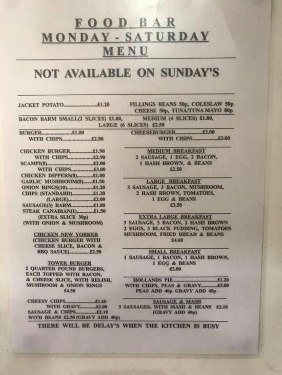 Menu at The Talbot pub & bar, Blackpool