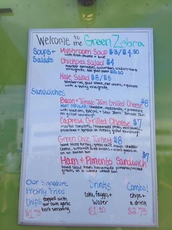 Menu at Green Zebra Food Truck, Birmingham