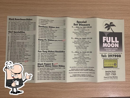 Menu at Full Moon Cantonese Cuisine fast food, Llanelli
