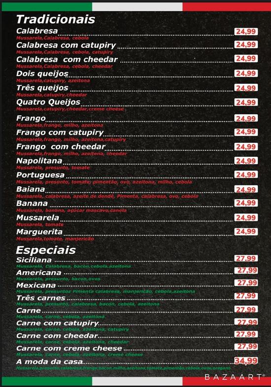 Menu em Mello's pizzaria, Pinheiro