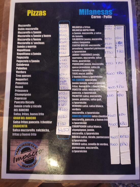 Menu at Pachamama pub & bar, Del Viso
