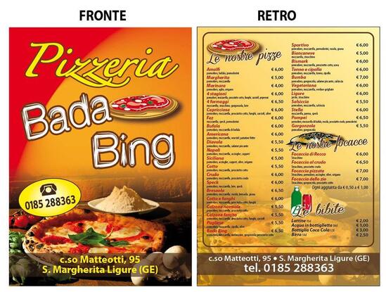 Menu at Pizzeria bada bing, Santa Margherita Ligure