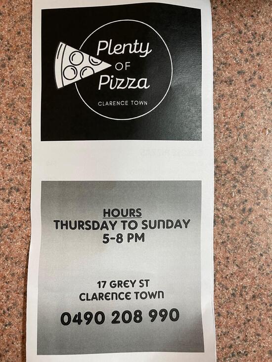 Menu at Plenty Of Pizza pizzeria, Clarence Town