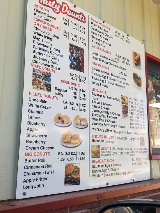 Menu at Tasty Donut restaurant, White Hall