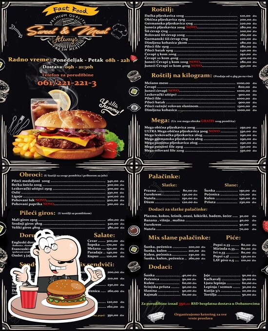 Menu at Fast Food Sweet & Meat, Dobanovci, Maršala Tita 185 (Ulaz iz ...