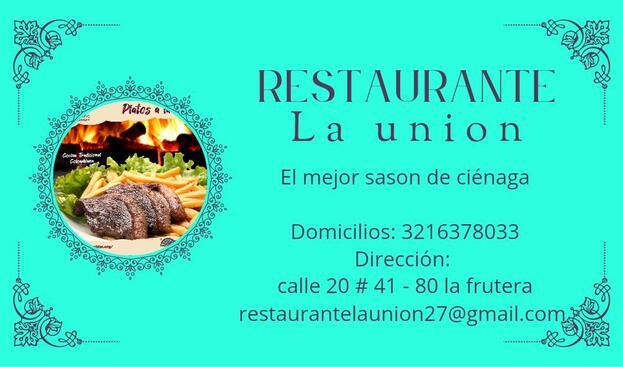 Menu at La union restaurant, Ciénaga