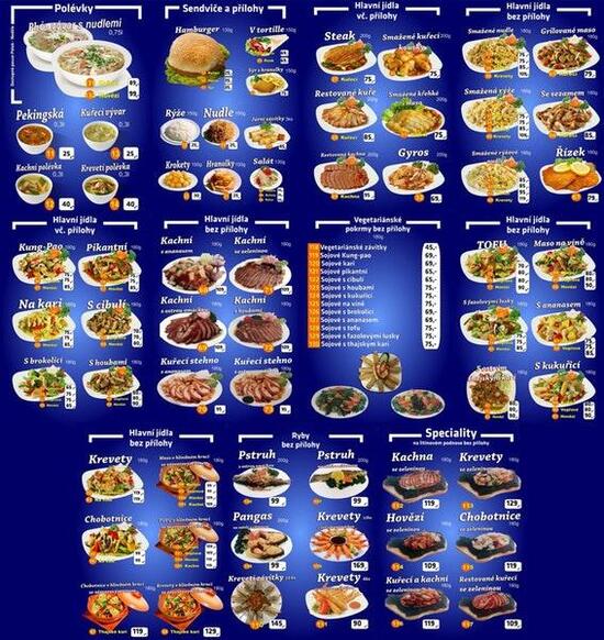Menu at Asia Restaurant, Pacov