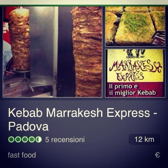 Menu at Marrakesh Express fast food, Padua