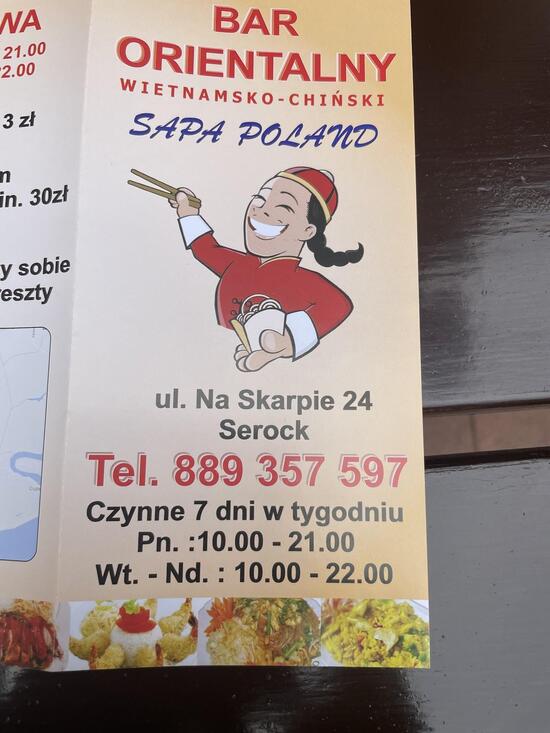 Menu at Sapa restaurant, Nasielsk