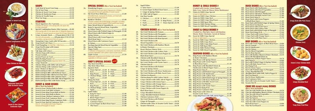 Menu at Golden City fast food, Loughborough