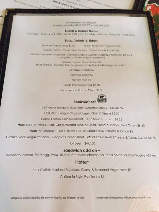 Menu at Eat Restaurant, Dodge
