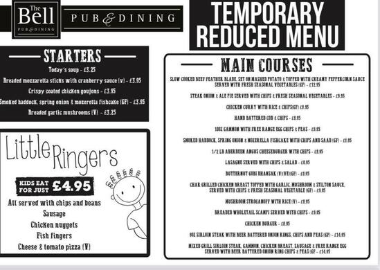 Menu at The Bell Inn pub & bar, Shrewsbury