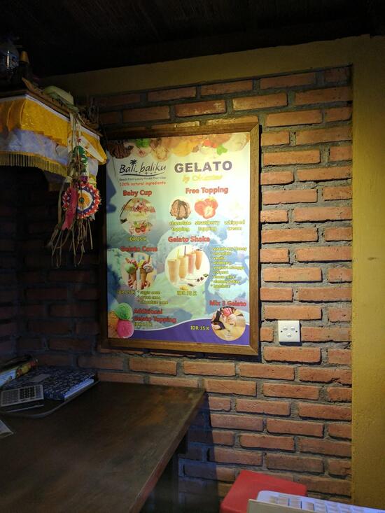 Carta del pub y bar Bali Baliku Gelato By Massimo, South Kuta