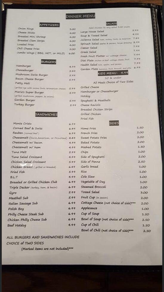 Menu at Maria's Family Restaurant, Euclid