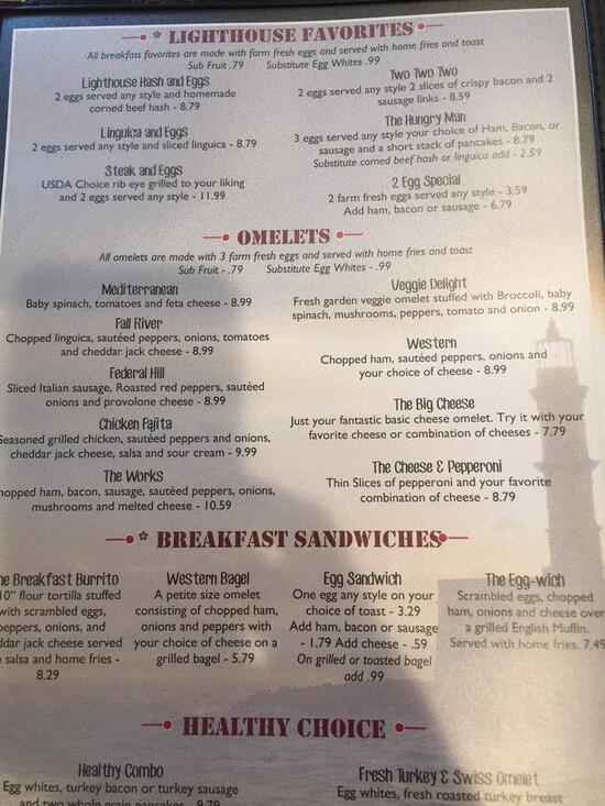Menu at Lighthouse Restaurant, Johnston